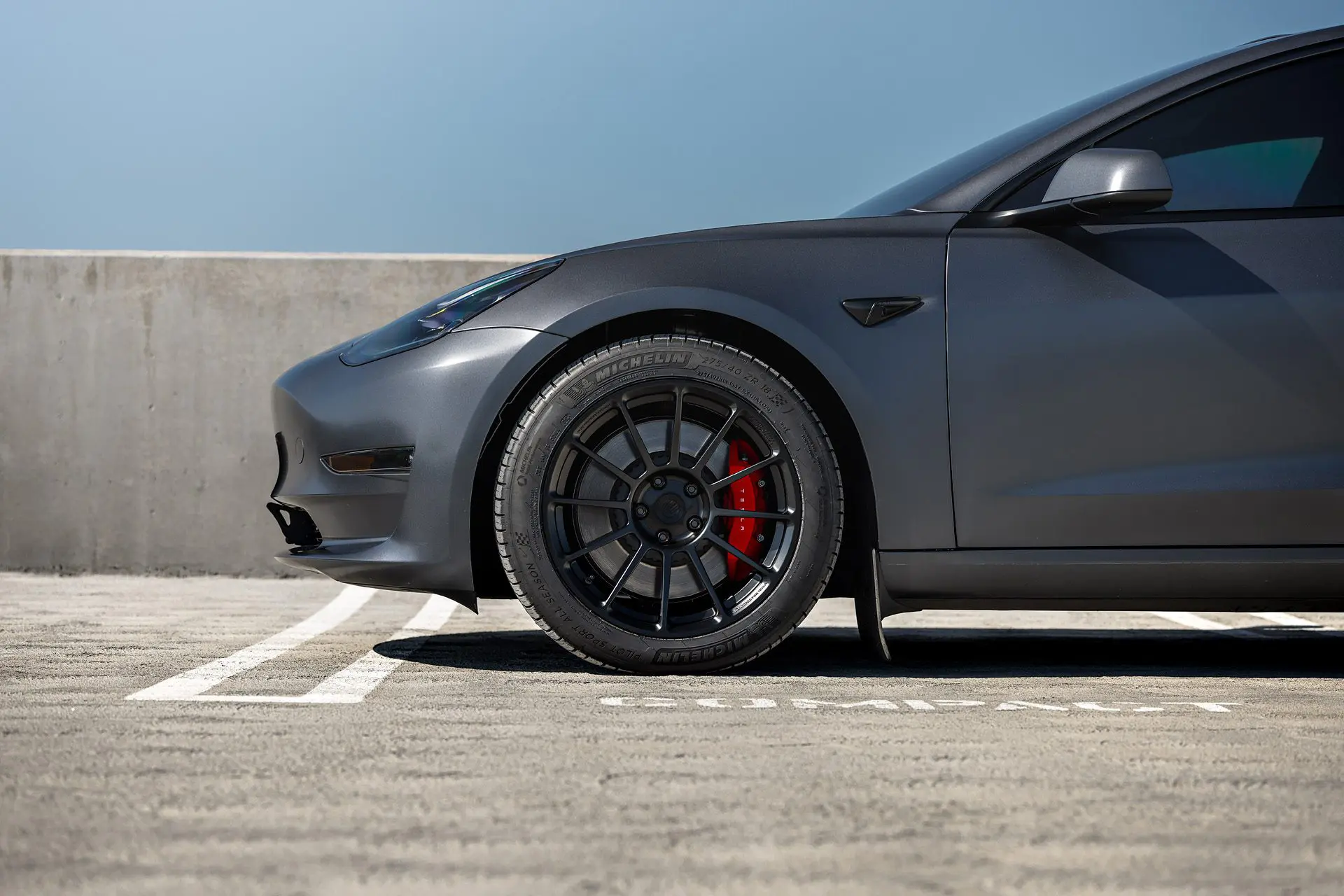 Midnight Silver Tesla Model 3 - UP-03 Forged Wheels in Satin Black