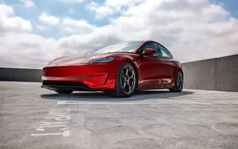 Ultra Red Tesla Model 3 Performance - UP-05 in Satin Titanium