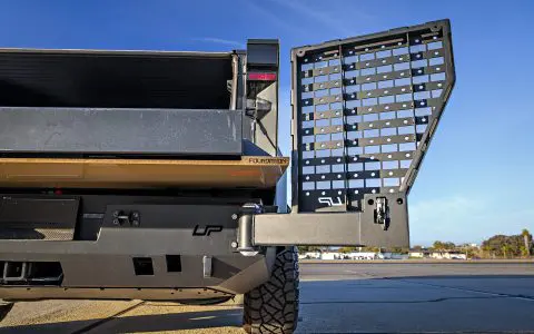 Dune Sand Vinyl Wrapped Cybertruck with Carbon Fiber Fenders ...