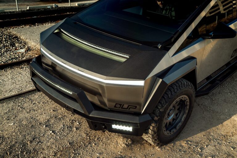 Gloss Gray Wrapped INVINCIBLE Tesla Cybertruck on 18 inch UP-03 Forged ...