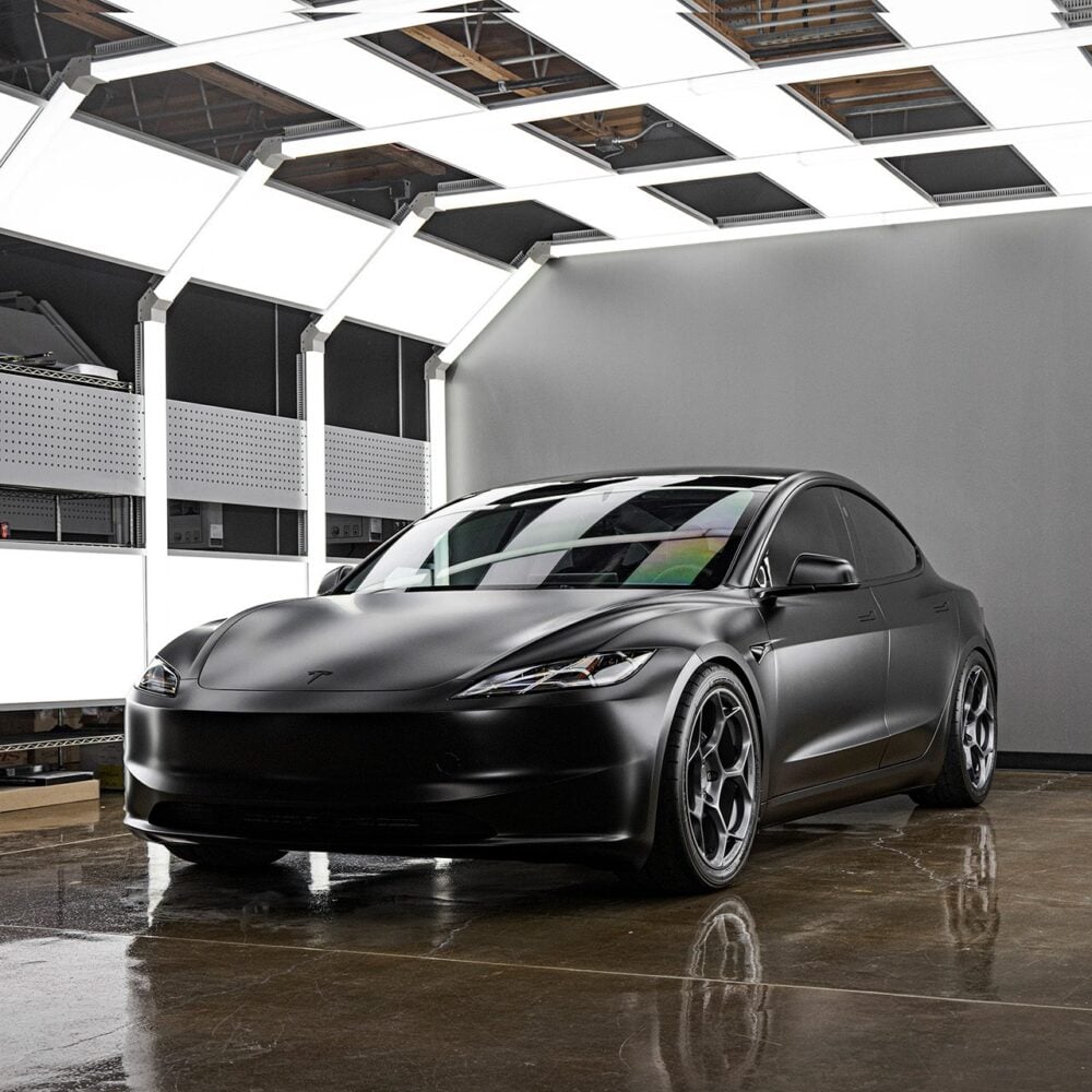 Black Tesla Model 3 Performance – UP-05 Forged Wheels in Satin Titanium
